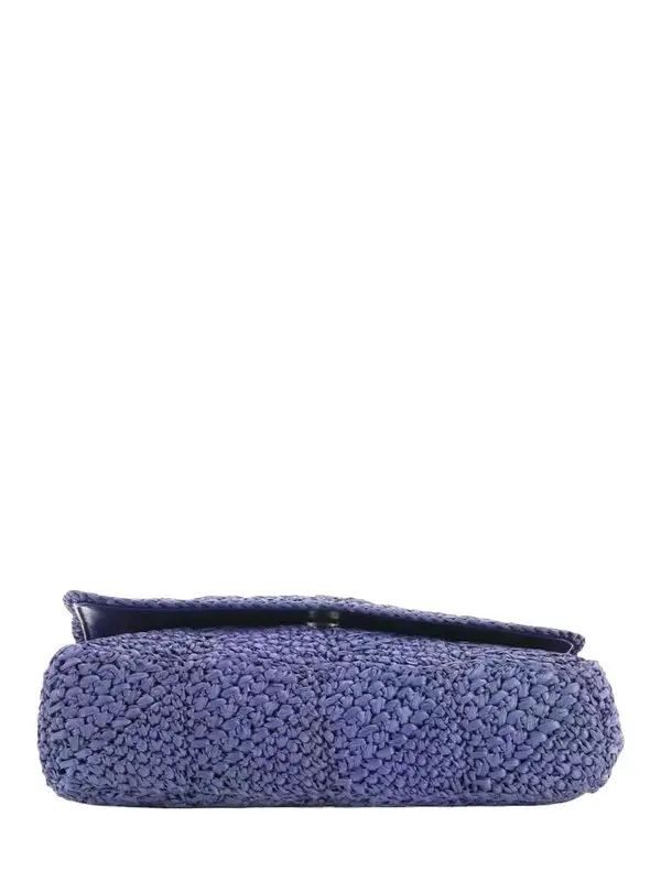 Saint Laurent Jamie Flap Bag Crochet Raffia Medium Shoulder Bag - Blue