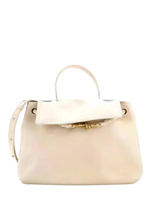 Bottega Veneta Ciao Ciao Top Handle Bag Leather With Intrecciato Detail Medium Satchel - Neutrals