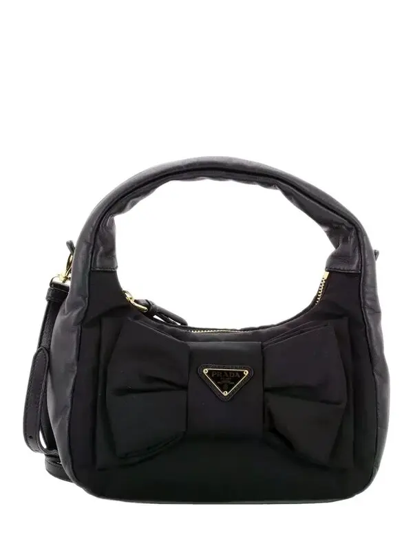 Prada Padded Bow Re-nylon Mini Hobo Bag - Black