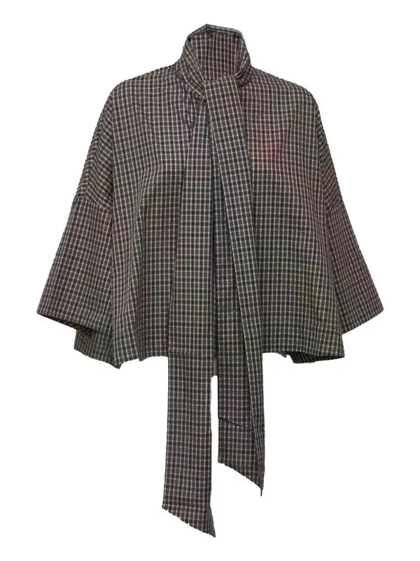Essentiel Antwerp Check-pattern Pussy-bow Blouse - Brown