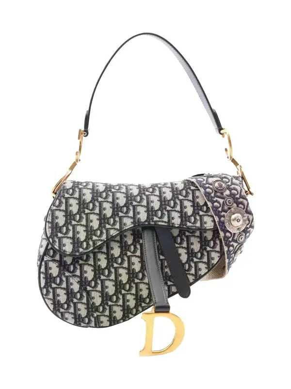 Dior 2010-2026 Oblique Canvas Saddle Bag Shoulder Bag - Blue