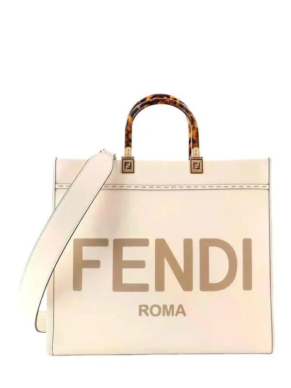 Fendi Sunshine Shopper Leather Medium Tote Bag - Neutrals