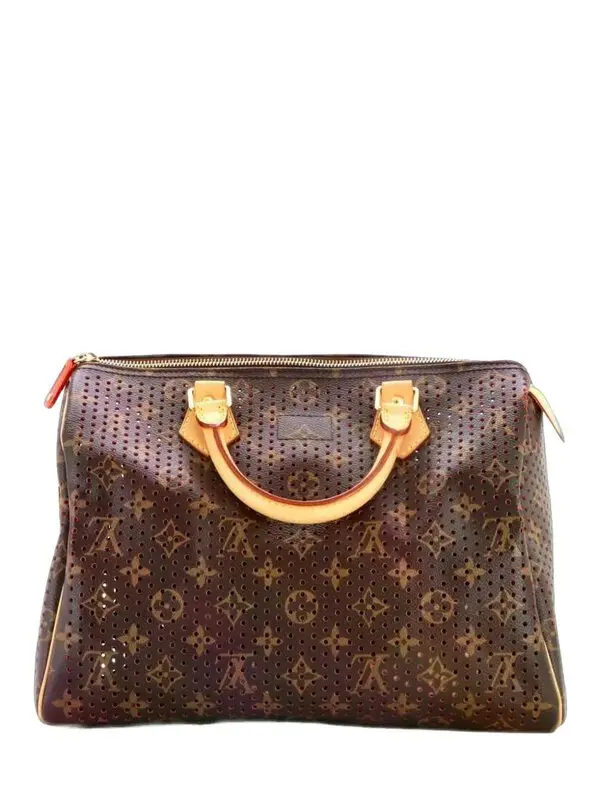 LOUIS VUITTON Speedy Handbag Perforated Monogram Canvas 30 Satchel - Orange