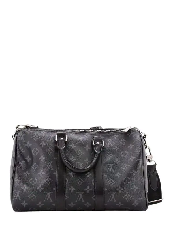 LOUIS VUITTON Keepall Bandouliere Bag Reverse Monogram Eclipse Canvas 35 Travel Bag - Black