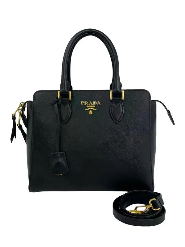 Prada 2010-2026 Saffiano And Soft Calf Satchel - Black