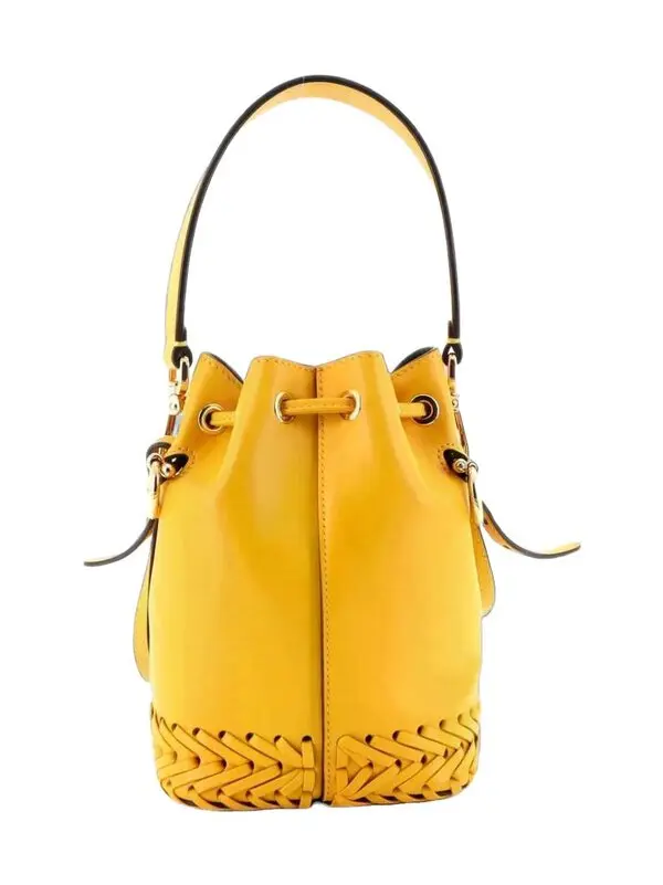 Fendi Mon Tresor Leather With Whipstitch Detail Mini Bucket Bag - Yellow