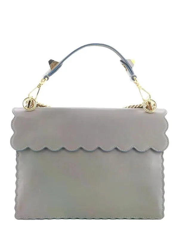 Fendi Kan I Bag Leather Medium Shoulder Bag - Grey