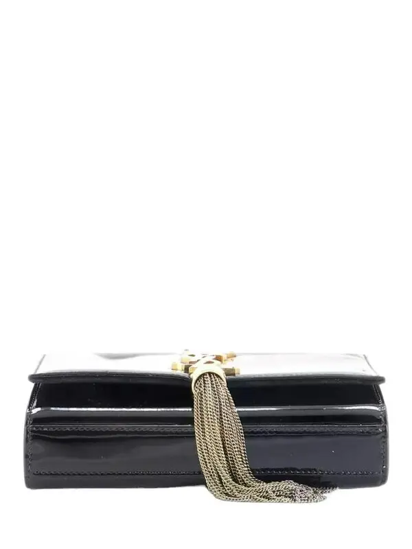 Saint Laurent Classic Monogram Tassel Patent Small Crossbody Bag - Black