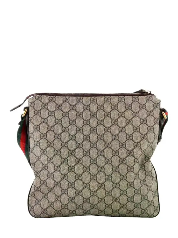 Gucci Courrier Zip Messenger Gg Coated Canvas With Applique Medium Crossbody Bag - Brown