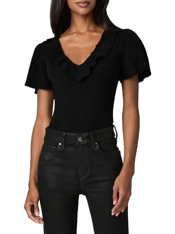 Paige Inaya Ruffle V-neck Top - Black