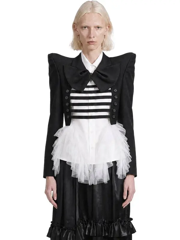 Noir Kei Ninomiya Lace Open Blazer - Black