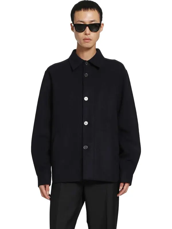 Harris Wharf London Wool Cashmere Shirt Jacket - Blue