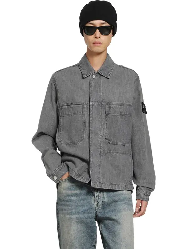 Stone Island 4100006 Denim Coach Jacket - Black