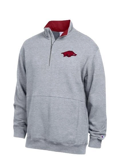 Champion Arkansas Razorbacks Fleece Quarter-zip Pullover - Heather Gray