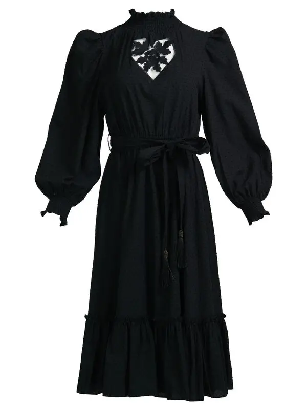 KRISTINIT Swiss Dot Heart Dress - Black