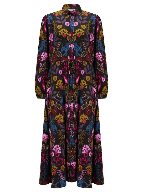 SUGARHILL BRIGHTON Dottie Maxi Shirt Dress Jungle - Black