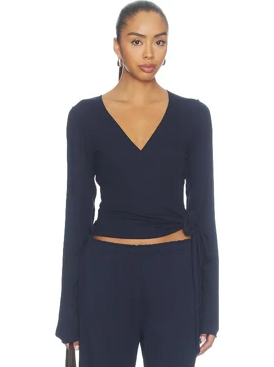 VIR VITA Margot Wrap Top In Navy - Midnight