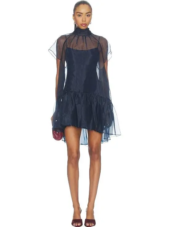 Simkhai Beaux Tiered Mini Dress In Navy - Midnight
