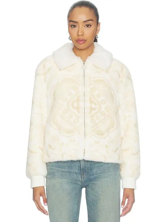 Casablanca Printed Faux Fur Jacket In Neutral - Carpet