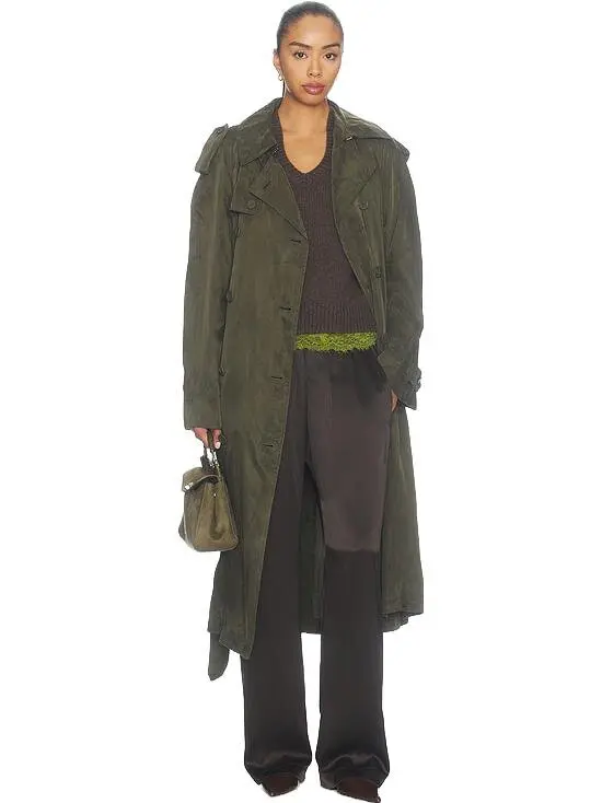 Helmut Lang Fluid Trench In Army - Dark Moss