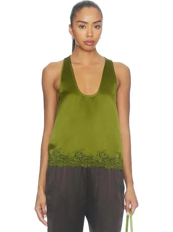 ARTLESS X Wren Lace Top In Olive - Bright Olive