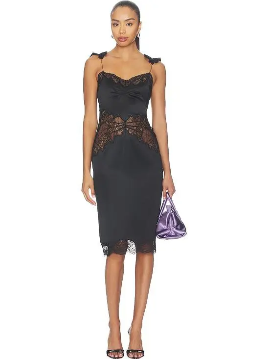 Attico Bodycon Lace Midi Dress - Black