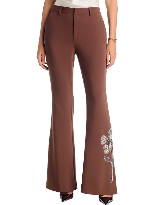 Cinq À Sept Jaxyn Gilded Peony Pants - Espresso/silver