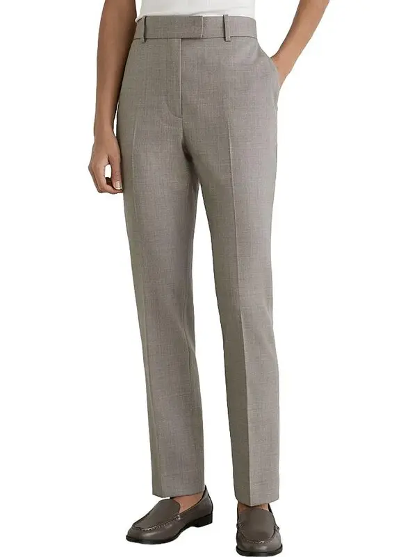REISS Darcy Wool Blend Slim Leg Trousers - Light Grey
