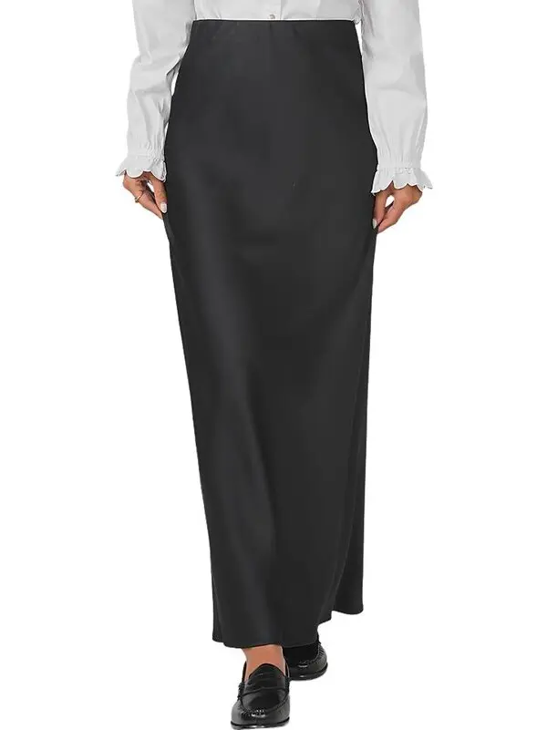 POINT Brushed Straight Maxi Skirt - Black