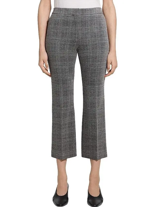 Theory Kick Flare Cropped Pants - Tan Multi