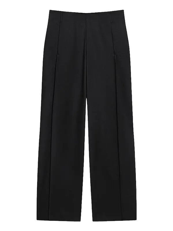Theory Wool Blend Pintuck Pants - Black