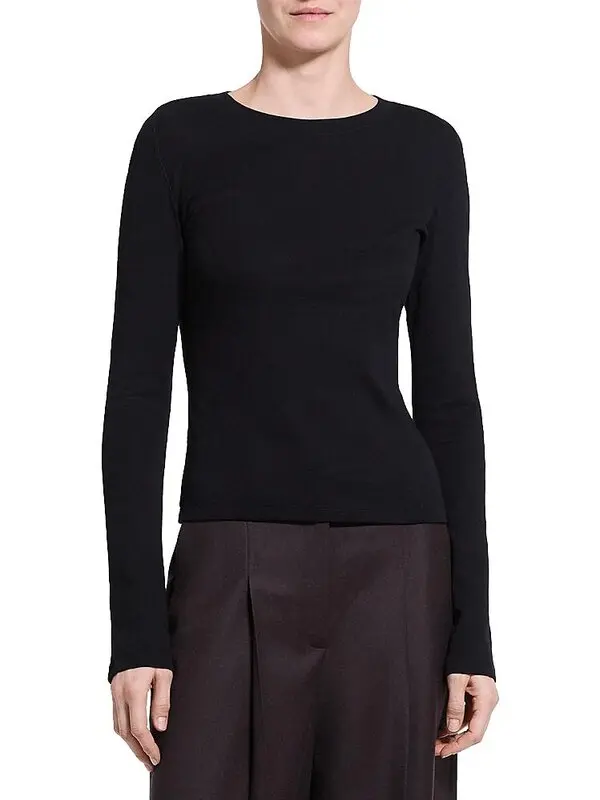Theory Purl Soft Long Sleeve Tee - Black