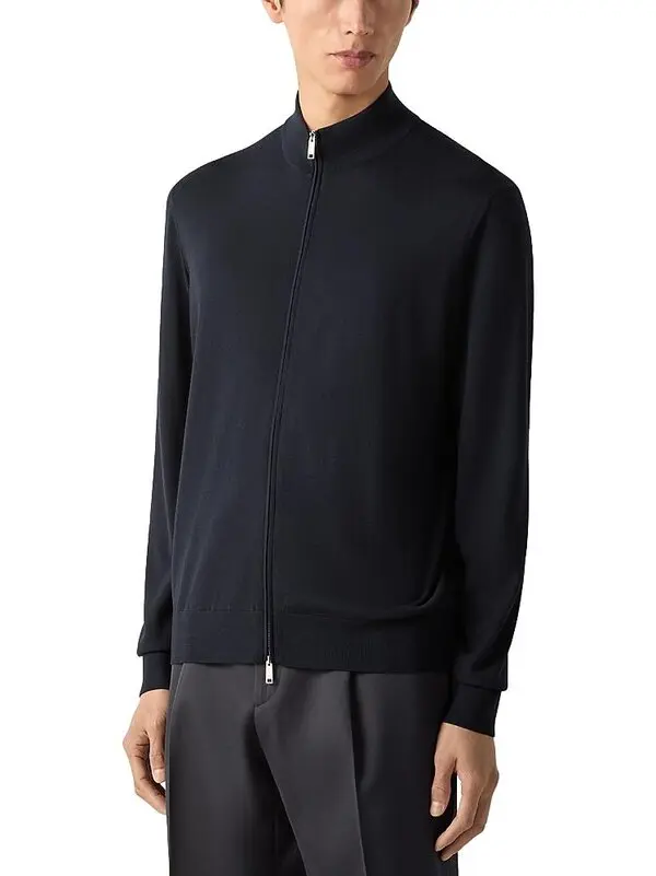 Zegna Trofeo 15milmil15 Wool Full Zip Cardigan - Navy Blue