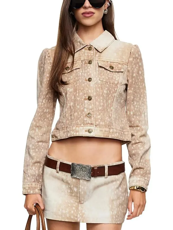 Lioness Uptown Cotton Button Front Denim Jacket - Fawn