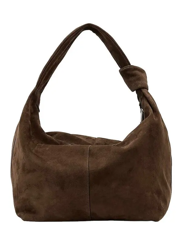 ALLSAINTS Effie S Large Suede Shoulder Bag - Fango Brown