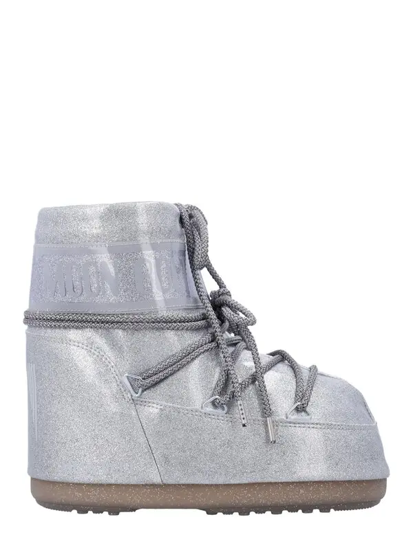 Moon Boot Icon Low Shimmer Glitter Mini-inspired Water-repellent Boots With Suction Tread - Argento