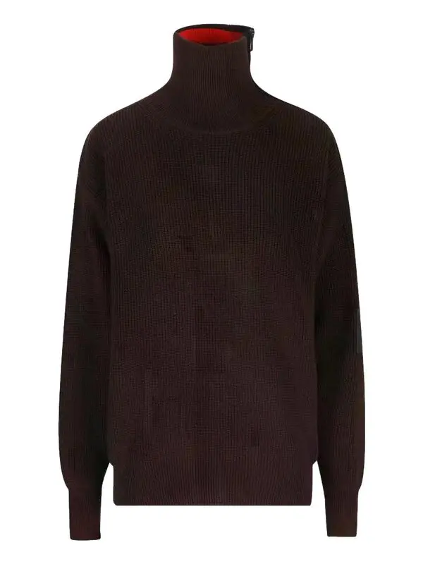 Loewe Zip-up Wool Sweater - Brown