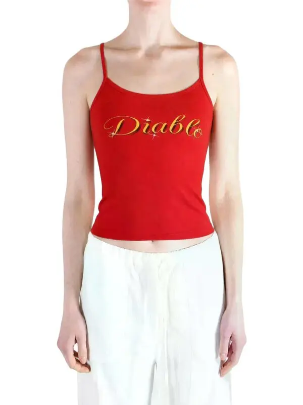 WILLY CHAVARRIA Diablo Cholita Logo-print Camisole Top - Red