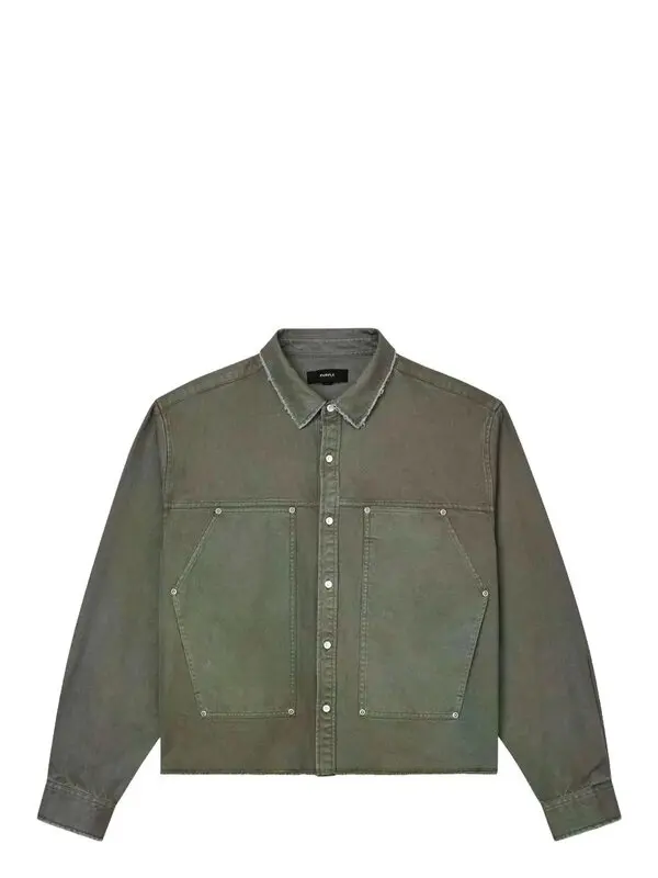 PURPLE BRAND Frayed Denim Shirt - Green