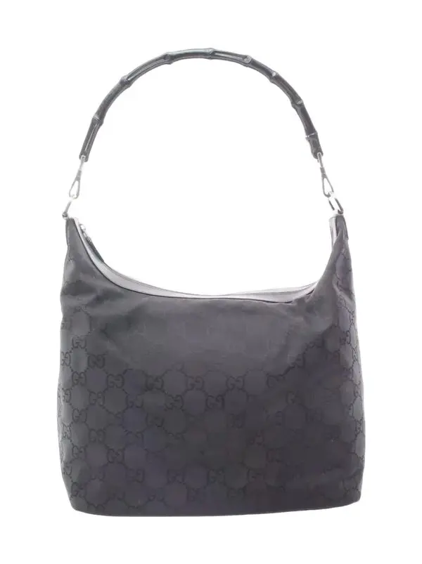 Gucci 2000s Bamboo Gg Shoulder Bag - Black