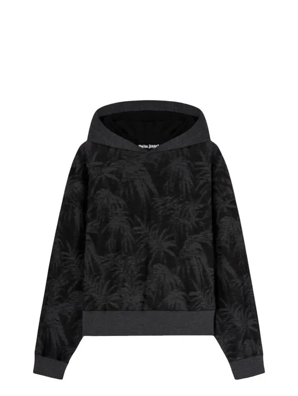 Palm Angels Palms Curved Logo Hoodie 'gray - Gray/black