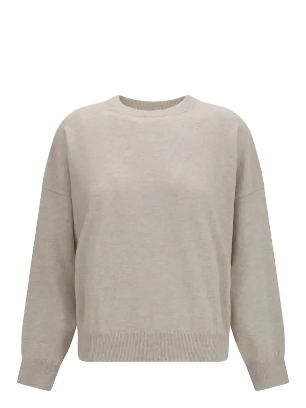 Brunello Cucinelli Cahmere Weater With Monili Chain - Beige