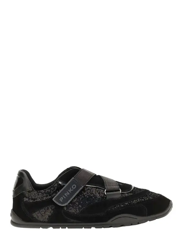Pinko Yulia Suede Sneakers With Sequins - Black