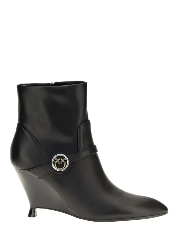 Pinko Gwen Leather Ankle Boots - Black