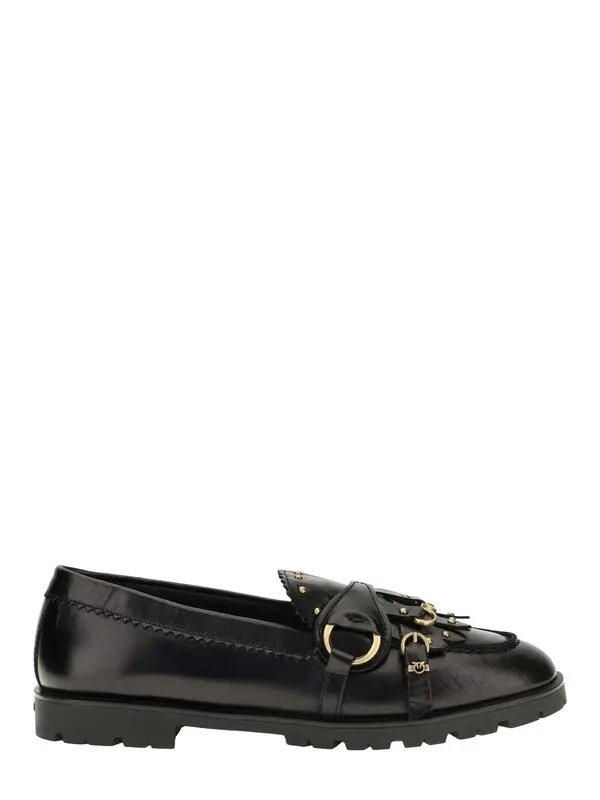 Pinko Nora Leather Loafers - Black