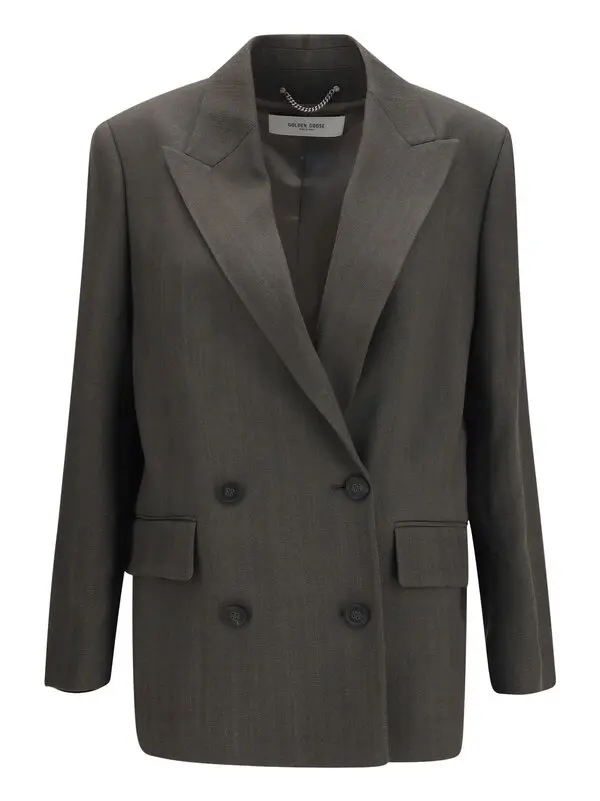 GOLDEN GOOSE Double-breasted Blazer With Drawstring - Green