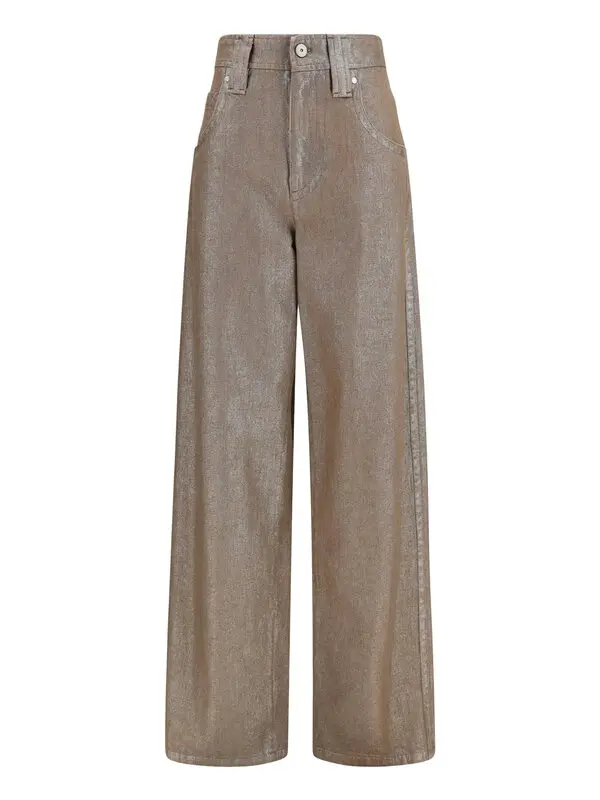 Brunello Cucinelli Lurex Wide-leg Jeans - Beige