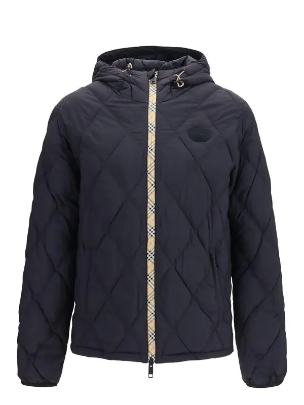 Burberry Doversgreen Nyon Down Jacket With Check Stitching Mae - Black