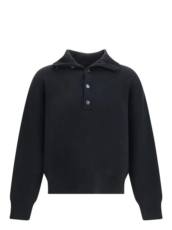 AMI Paris High-neck Buttoned Weater - Black
