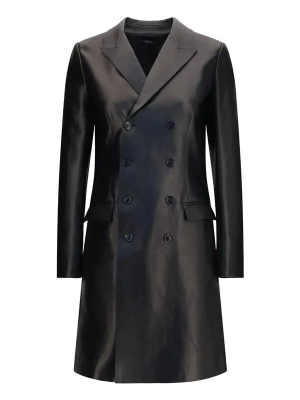 TOM FORD Double-breasted Lambskin Coat - Black